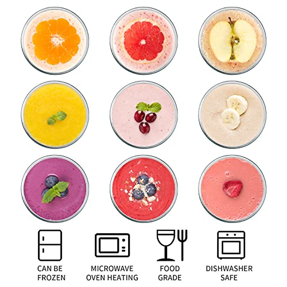 Moretoes 9 Pack 16oz Glass Juice Bottles with Lids Reusable Glass Beverages Drinking Jars with Tamper-proof White Caps for Travel Milk Water Tea Honey Kombucha Smoothie Boba