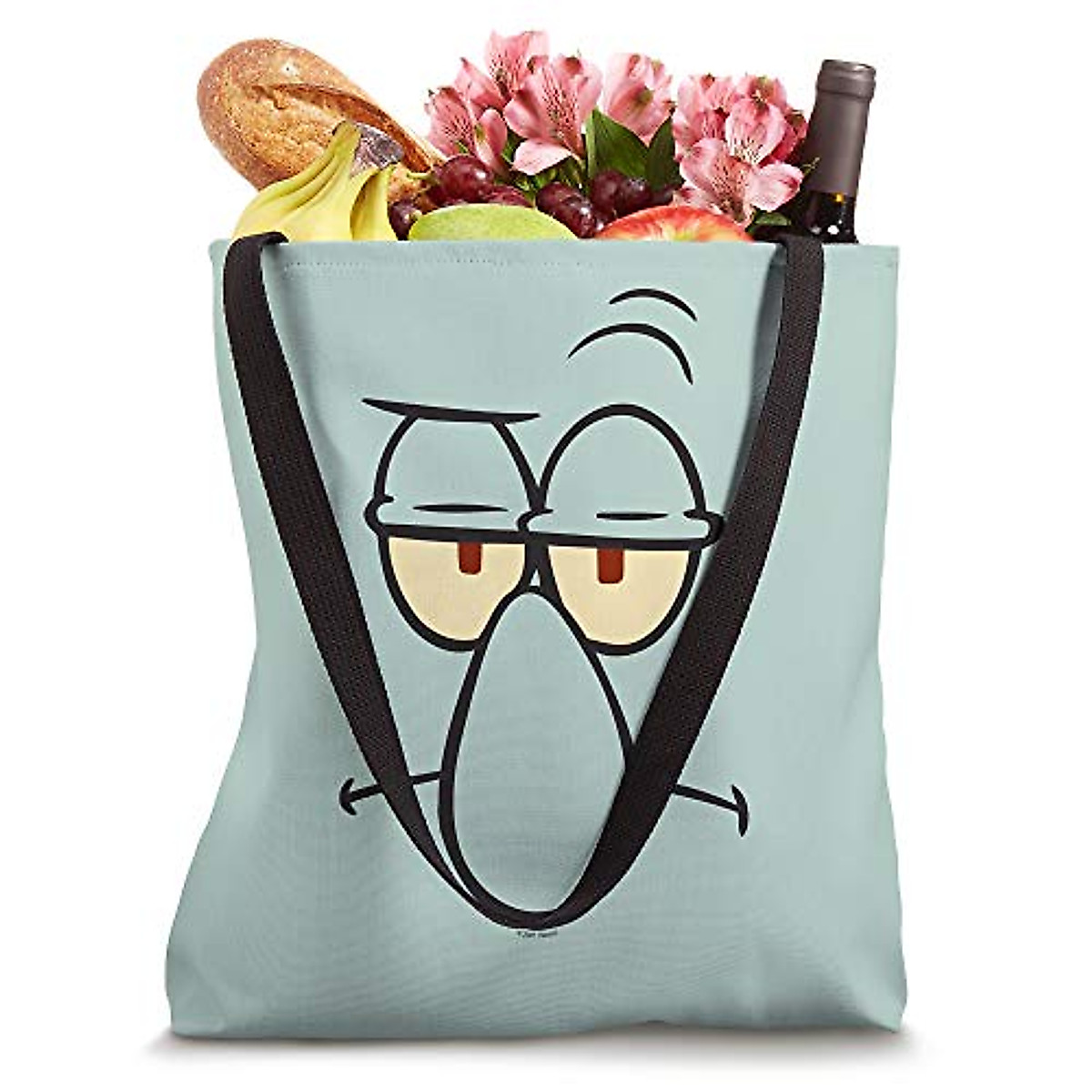 SpongeBob SquarePants Squidward Large Face Eyebrow Raise Tote Bag