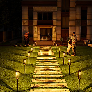 BITPOTT Bright Solar Pathway Lights Outdoor, 8 Pack Solar Powered Garden Lights Waterproof, Auto On/Off Solar Yard Lights for Lawn Patio Walkway Driveway Decor Landscape Lighting