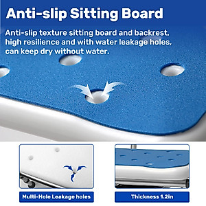 360° Swivel Shower Chair with Back and Arms,Rotating Swivel Bath Chair Handicap Shower Chair with Cold-Proof Pads, Support 340lbs,Tools-Free Assemble,Swivel Shower Chair for Inside Shower