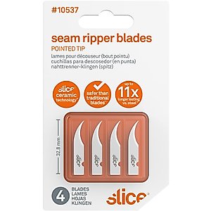 Slice Safety, Never Rusts Finger-Friendly Lasts up to 11x Longer Than Steel, Pointed Tip, Fits in Seam Rippers and Craft Handles, 4 Pack Blades