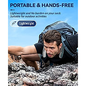 Neck Fan, 6000mAh 4 Turbo Portable Bladeless Personal Fans Rechargeable Battery, 3+3 Speeds Hands Free Hanging 360° Cooling Fans Free Adjustment Width, Wearable Leafless for Travel InOutdoor