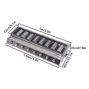 8 Burners Gas BBQ Grill, Stainless Steel Patio Garden Barbecue Grill Height Adjustable for Restaurants, Barbecue Restaurants, Food Stalls, Buffets, Snack Bars