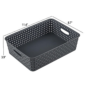 Wakikini Plastic Woven Storage Baskets, A4 Plastic Paper Storage Trays, 4 Packs