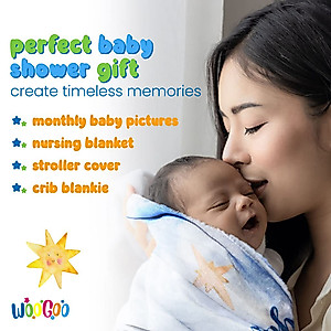 WooGoo Baby Milestone Blanket for Baby Boys and Baby Girls - Soft Premium Fleece - Baby Boy Shower Gifts - Baby Growth Chart - New Born Baby Gifts, Blanket, 40 x 60 Inches (Pink)