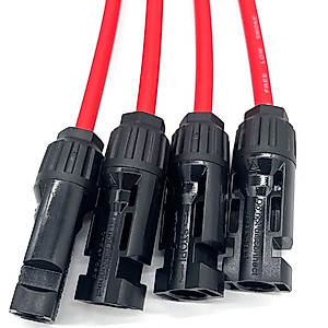 Solar Panel Connector Y Branch Solar Connector 1 to 4, 10 AWG Solar Cable and Connectors for Solar Combiner Box (1 Pair 1Y4)