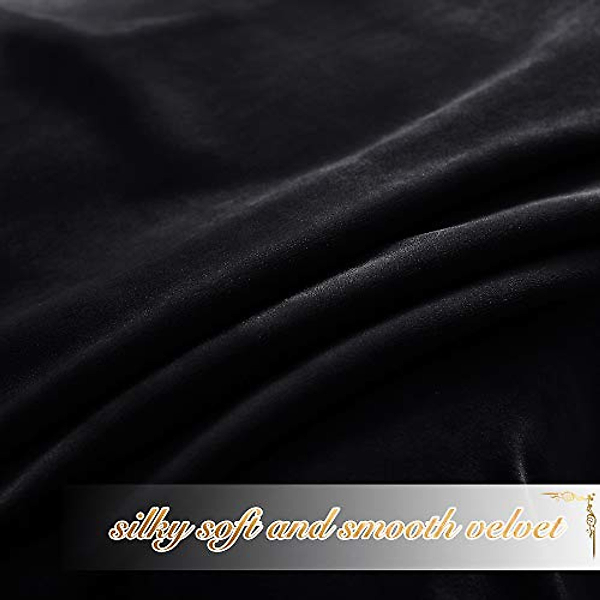 NICETOWN Black Velvet Blackout Curtains, Solid Heavy Matt Rod Pocket Drapes/Window Treatments for Hall, Theater (2 Pieces, 96 inches Long)