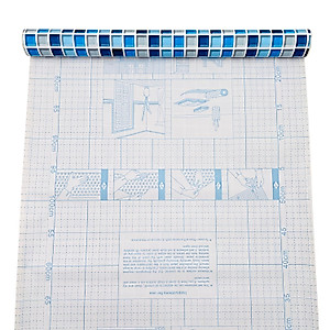 Yifely Royal Blue Mosaic Kitchen Cupboard Decor Paper Self-Adhesive Shelf Liner Countertop Sticker 17.7 Inch by 9.8 Feet