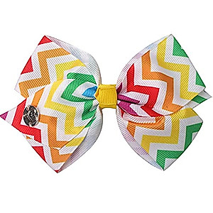 7pc 5" Large Hair Bows for Girls, JOJO Siwa Grosgrain Ribbon Hair Barrettes with Heart Emblem Accessories for Toddler