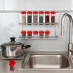 Clear Plastic Empty Spice Container Spice Jars with Lid – Kitchen Bottle Dispenser Store Spice,Herb,Rub,Sugar,Salt,Pepper 2 Way Lids Sift/Pour Shaker–Refillable Airtight Jar Red Cap 8 pk.4 mini 4 big