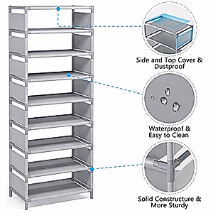 Tribesigns Vertical Shoe Rack, 9 Tiers Narrow Shoe Shelf 18 Pairs Slim Shelf for Shoes Narrow Shoe Rack for Small Space
