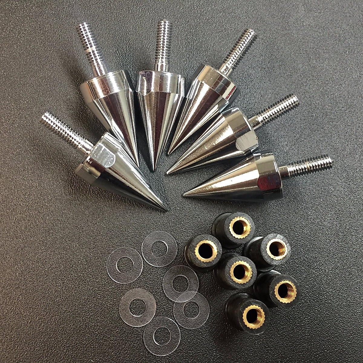 SEMT-Universal Chrome Motorcycle Spike Bolts with Mounting Parts Compatible with Windscreen Fairings License Plate [B074NVVQZD]