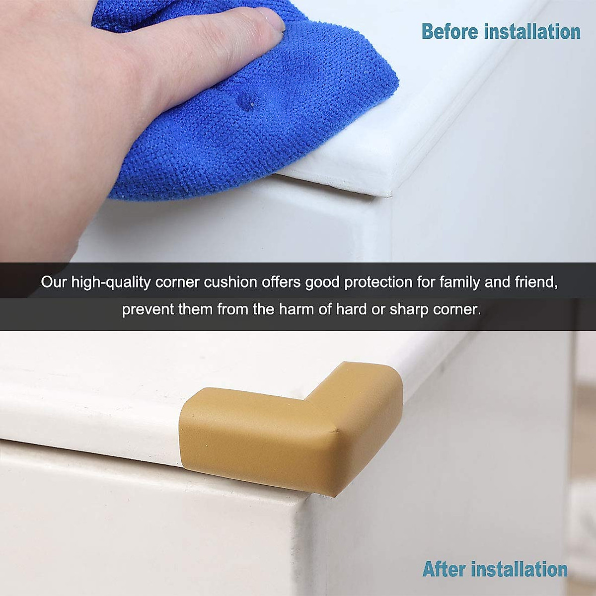 uxcell 2pcs Foam Furniture Desks Edge Cover Pads Protectors Corner Cushions Bumpers Guards Light Brown