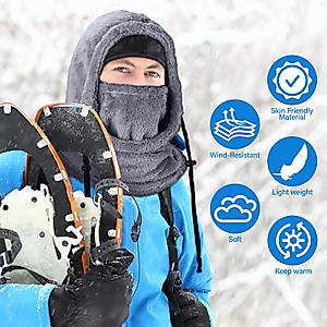 2 Pcs Ski Mask Fleece Balaclava Hood Warm Snowboard Face Warmer Cap Scarf Windproof Thermal Balaclava Hat Winter Face Mask (Dark Gray, Red)