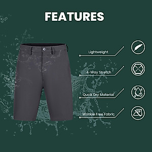 Brickline Mens Shorts for Men, Hybrid Casual Golf Dress Flat Front Quick Dry Stretch Board Shorts, Lightweight Chino Short Black - 36