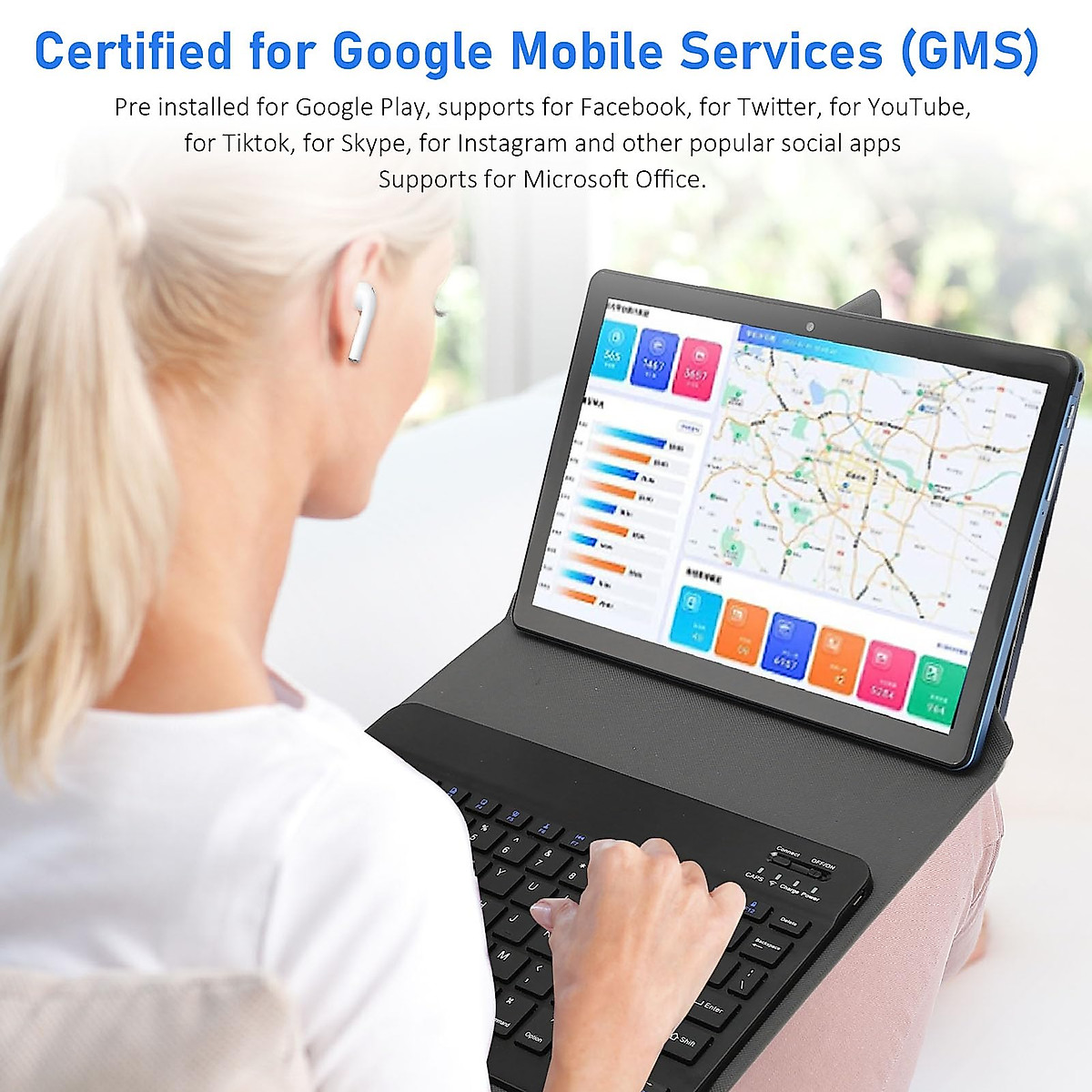 DAUZ Tablet, MT6735 Octa Core CPU 5G WiFi 10.1 Inch Touchscreen 2 in 1 4GB 64GB Tablet PC for Android 12 for Work (#3)