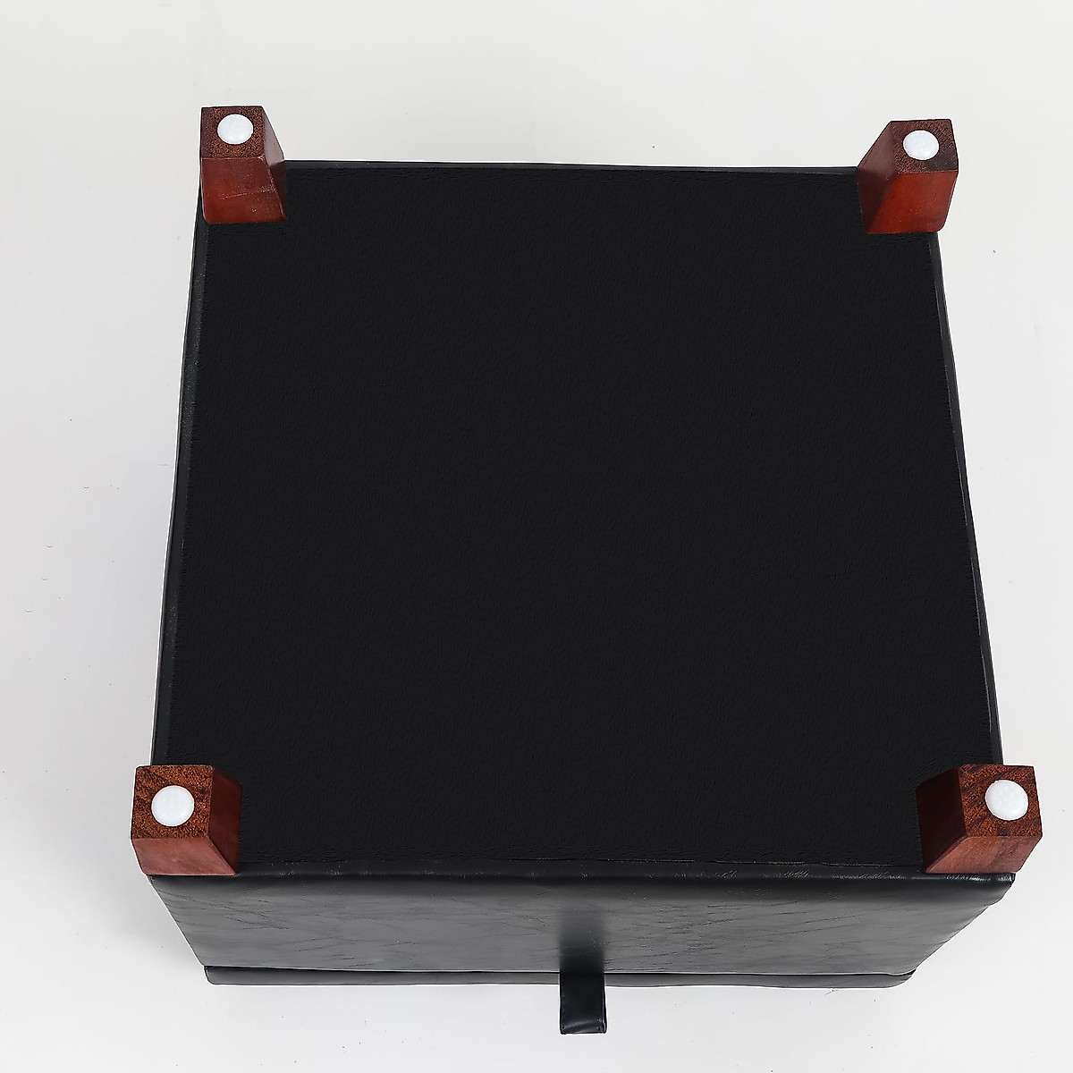 Asense 17 Inch Square Storage Ottoman,Small Foot Rest Stool for Couch, Faux Leather Upholstered Footstool Cube for Entryway Bedroom Living Room, Black