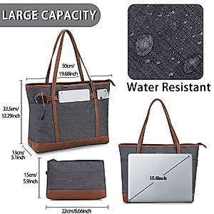 RAVUO Laptop Tote Bag, Water Resistant Lightweight Women's 15.6 Inch Laptop Work & Teacher Shoulder Bag with Padded Compartment