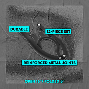 SE 12-Piece Set of Folding Ultra Compact Travel Hangers (Black & White), Open 16-Inches Folded 5-Inches