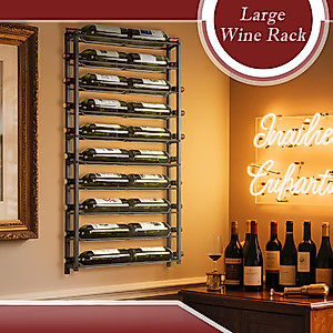 AQAREA Wine Rack Wall Mounted Wine Rack (Black/Metal) 20 Bottle Wine Rack Wall Mounted, Assembled Wall Wine Storage Holder