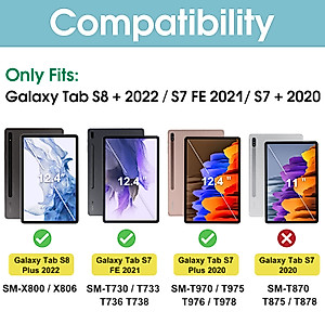 ProCase Case for Galaxy Tab S7 FE 5G 2021/S8 Plus 2022/S7 Plus 2020 12.4 inch with S Pen Holder, Smart Cover for 12.4" Samsung Galaxy Tablet (SM-X800 X806 T730 T736 T970 T975 T976 T978) -Black