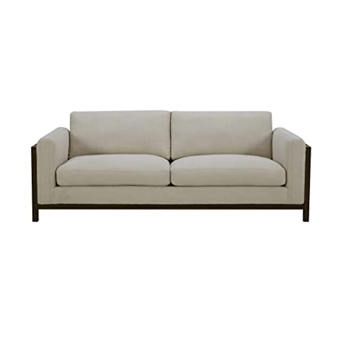Amazon Brand – Stone & Beam Chesler Contemporary Sofa Couch with Wood Trim, 88"W, Cream