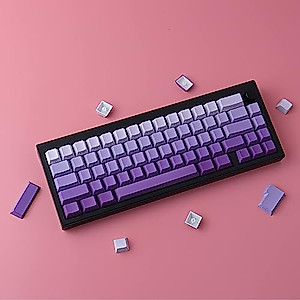 Tsungup PBT Keycaps - Purple Keycaps,135 Keys Cherry Profile Gradient Keycaps Side Print Keycaps Shine Through Custom Keycaps Set for 600% Cherry Gateron MX Switches Mechanical Keyboard