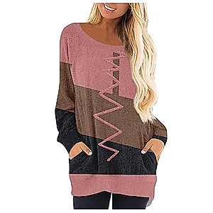 Womens Fall Front Twist Sweatshirts Fall Clothes for Women 2023 Off Shoulder Sweaters for Women Womens Zip Up Hoodie Mom Sweatshirts for Women Maternity Wardrobe（1-Pink,Small）