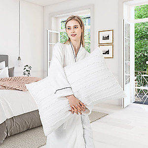 BOSOWOS King Size Pillow Shams Set of 2, Ultra Soft Breathable 20 x 36 Inches Pillow Case Envelope Closure, Microfiber Farmhouse Bed Pillowcases for Easy Care, White