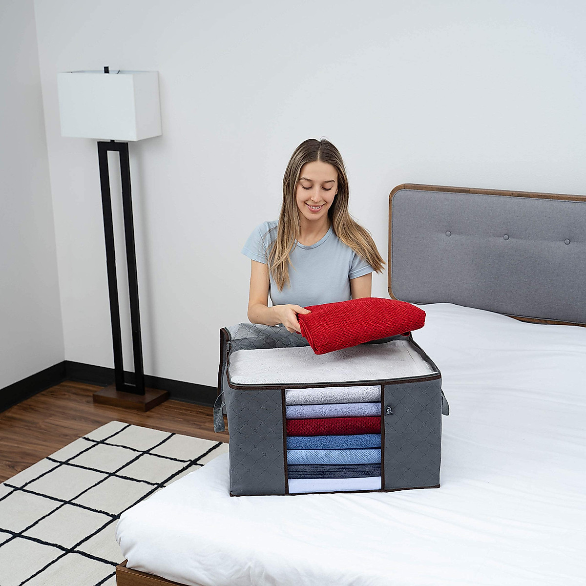 VENO 7 Packs Clothes Storage Bag Organizer, 4 Packs of Cloth Storage and 3 Packs of Tall Blanket Storage