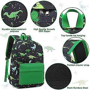 Bluboon Preschool Backpack Kids Boy Kindergarten Backpack With Lunch Box School Book Bags for Elementary Primary Schooler（Green Dinosaur