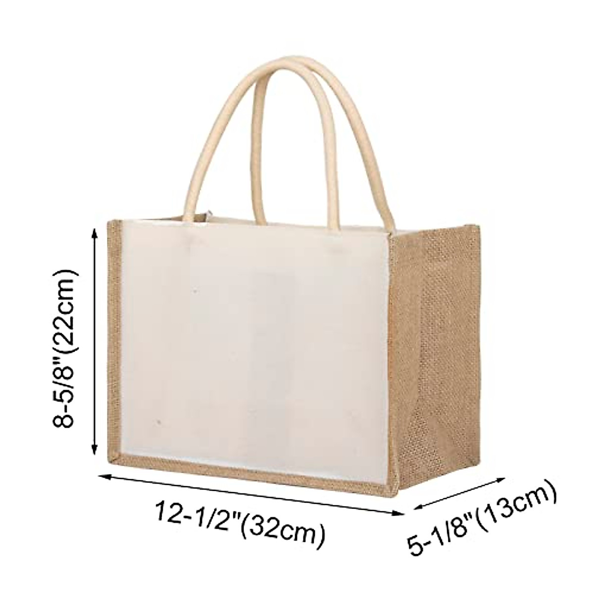 TOPTIE 6 PCS Cotton Canvas Tote Bags with Burlap Sides, Reusable Grocery Shopping Bag Gift Bag