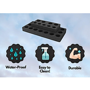Polar Whale Essential Oil Storage Organizer 2 Tier Display Rack for Home Bathroom Bedroom Office Elegant Modern Durable Black Foam Washable Waterproof Holds 15 (5ml to 15ml) and 5 (5ml) Bottles