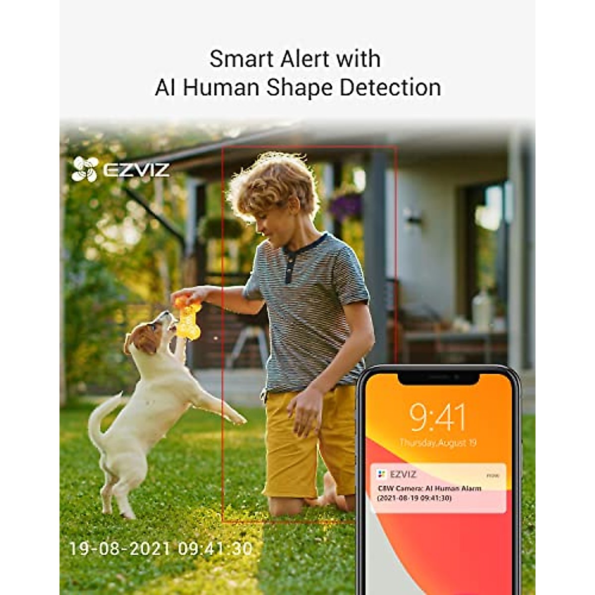 EZVIZ Security Camera Outdoor, 4MP WiFi Camera Pan/Tilt, 360° Visual Coverage, IP65 Waterproof, Color Night Vision, AI-Powered Person Detection, Two-Way Talk, Support MicroSD Card up to 256GB | C8W