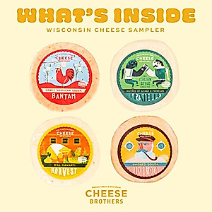 Cheese Bros WI Cheese Sampler | Fresh from Wisconsin | Featuring Dill Havarti, Smoked Gouda, Italian Fratello and Honey Sriracha Gouda | Easy Gift Idea