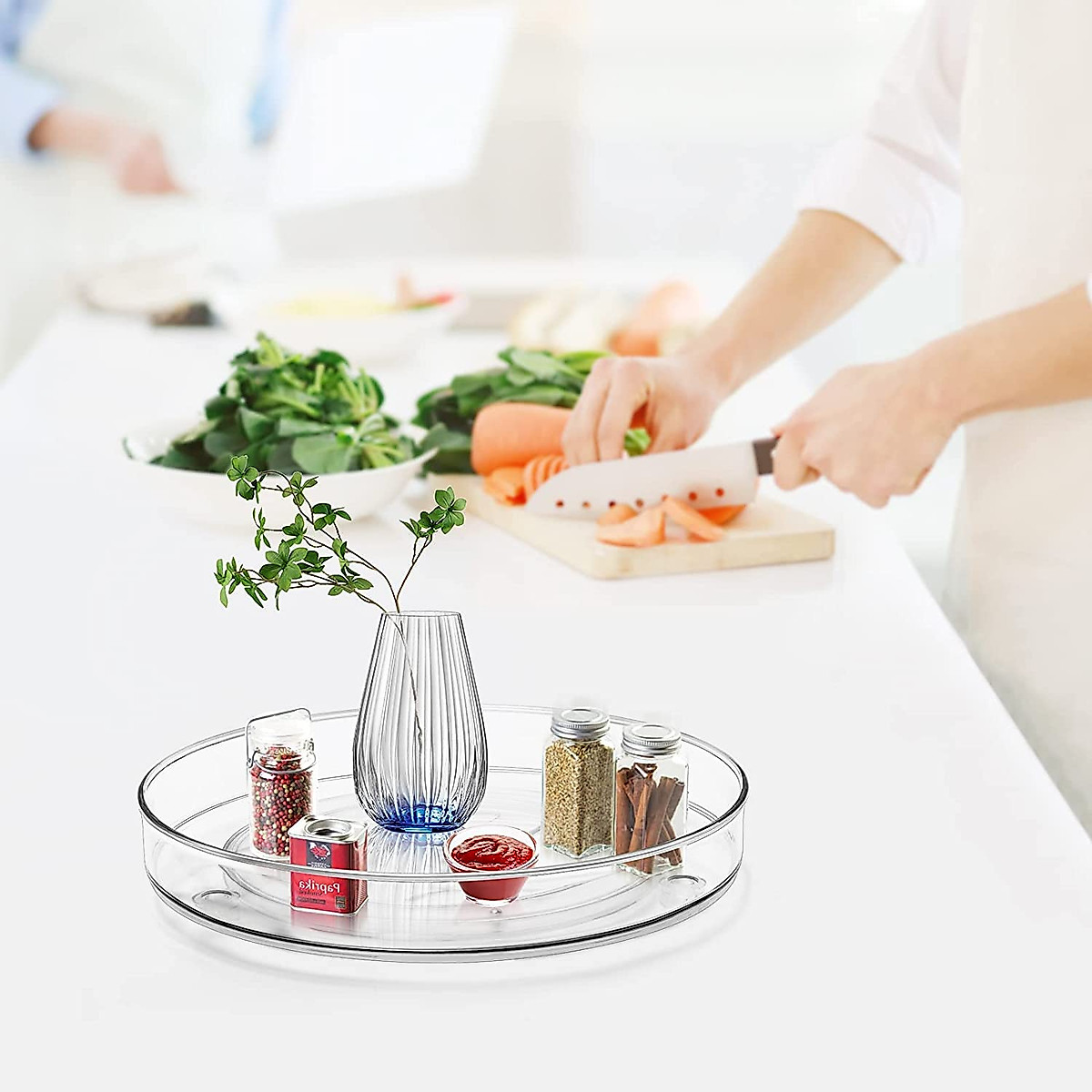 1Pack - 8.6" Clear Lazy Susan Organizer for Cabinet – Quality-Crafted, Durable Turntable Organizer, Bathroom & Cabinet Organizer for Pantry Organization and Storage – Kitchen Organization by TLC Depot