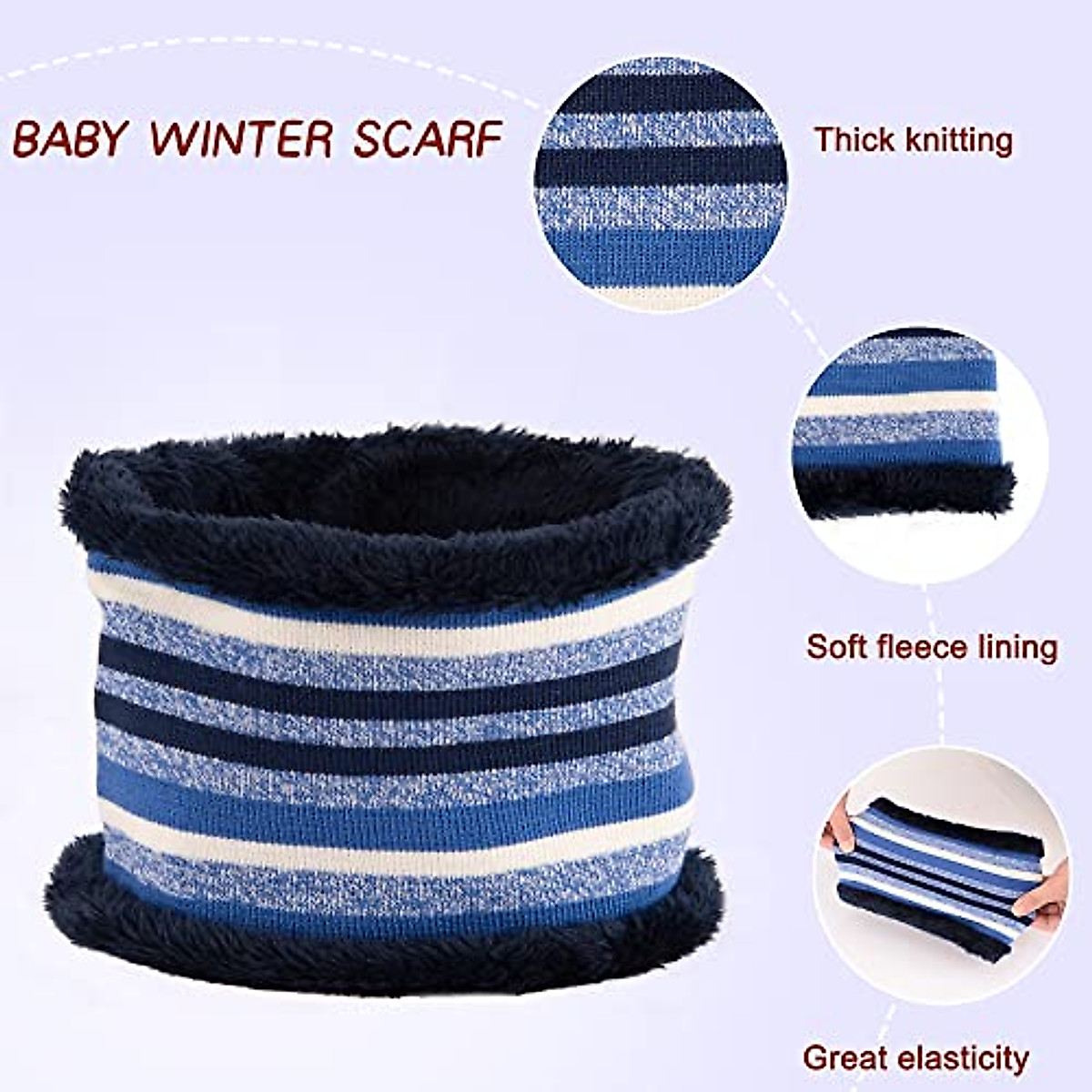Fancosni Winter Gloves Beanie and Hat for Kids Set, Toddler Winter Hat for Children Boys and Girls 2 3 4 5 6 Age, Scarf Neck Warmer, Touch Screen Gloves Beanie Cap for Cold Winter, 3pcs Blue