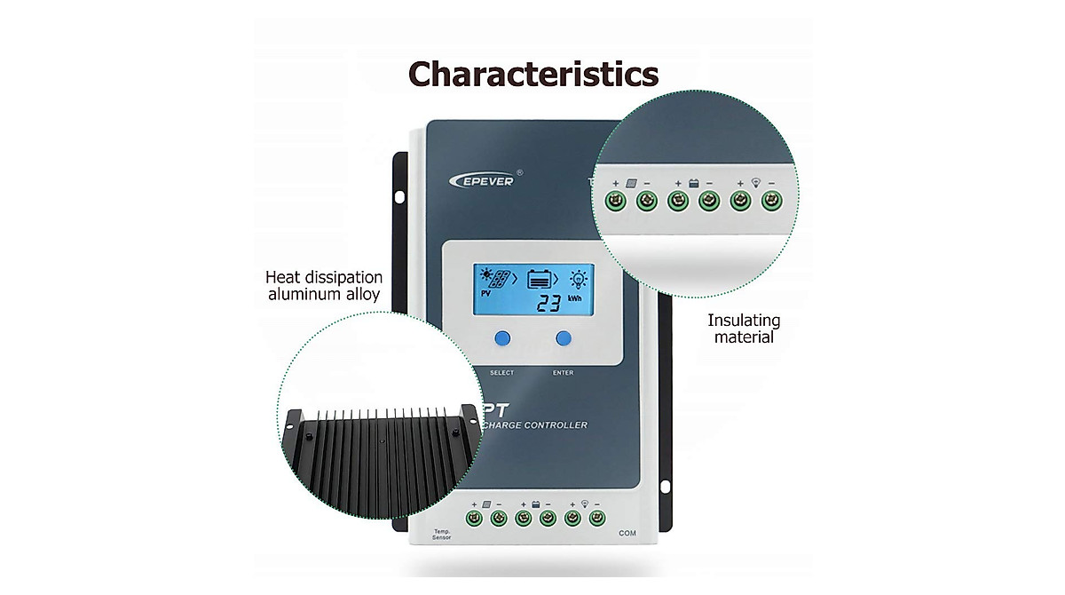EPEVER 20A MPPT Solar Charge Controller with MT50