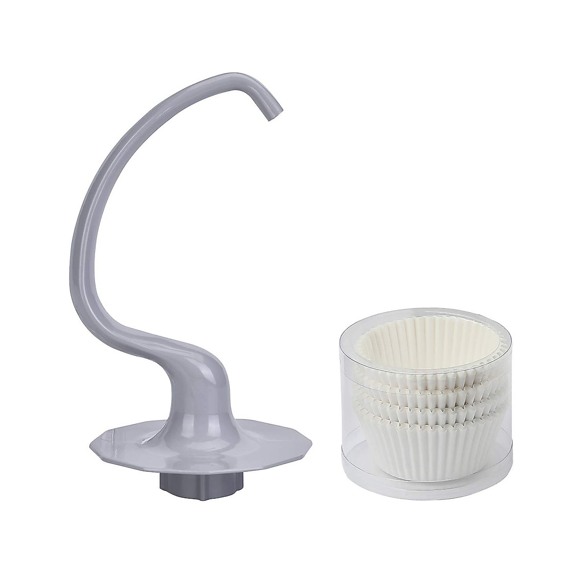 Lawenme Dough Hook for KitchenAid Mixer- K5ADH Coated C Dough Hook Attachments for 5 Quart Bowl-Lift Stand Mixers K4SS K5SS KSM5 KSM50 (Grey)