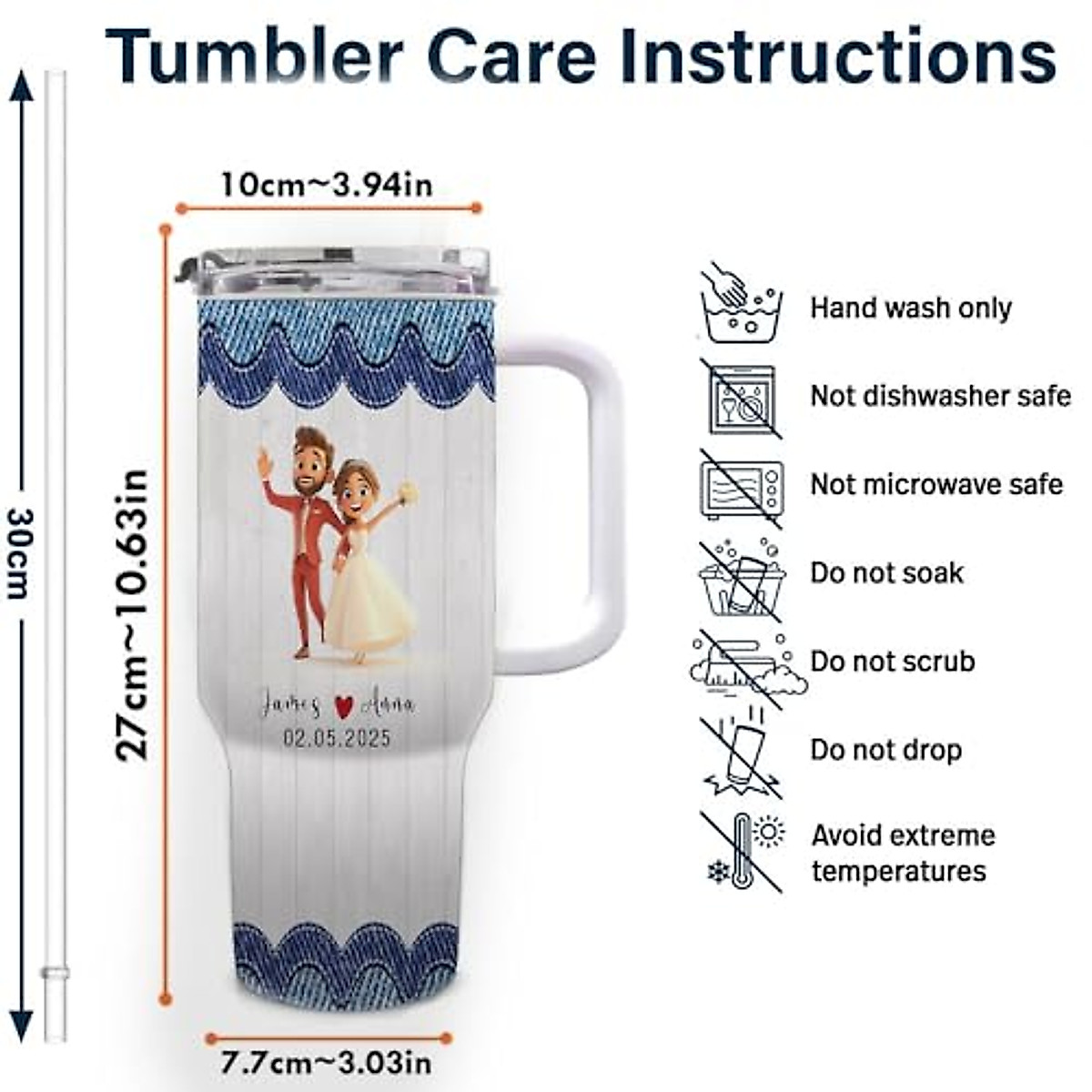 Custom 40oz Tumbler with Handle – choosing wedding officiant-Personalized Couple Gift for Anniversary Wedding Gift, Birthday, Mother's Day, Valentine’s Day GdajGi