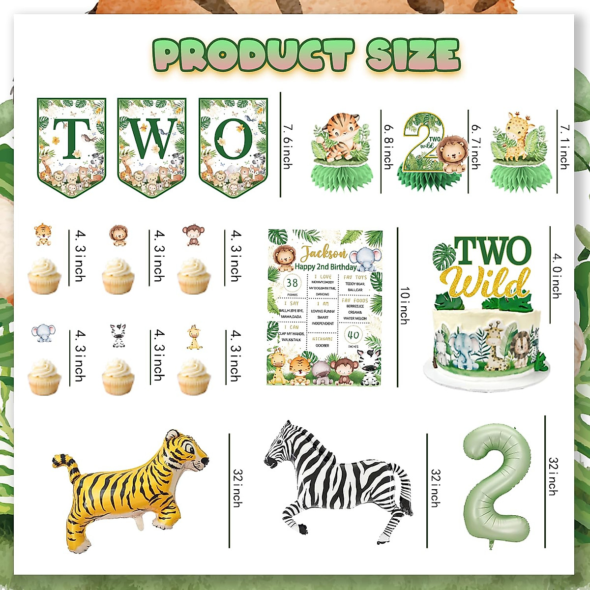 Cocomigo Two Wild Birthday Decorations Boy Two Safari Baby Shower Decorations Two Year Old Birthday Decorations 2 Year Old Birthday Decorations Boy Jungle Safari Animal 2nd Birthday Decorations