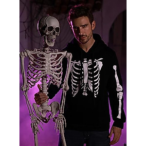 Arvilhill Men's Halloween Skeleton Black Pullover Party Costume Funny Hoodies Casual Sweatshirt M