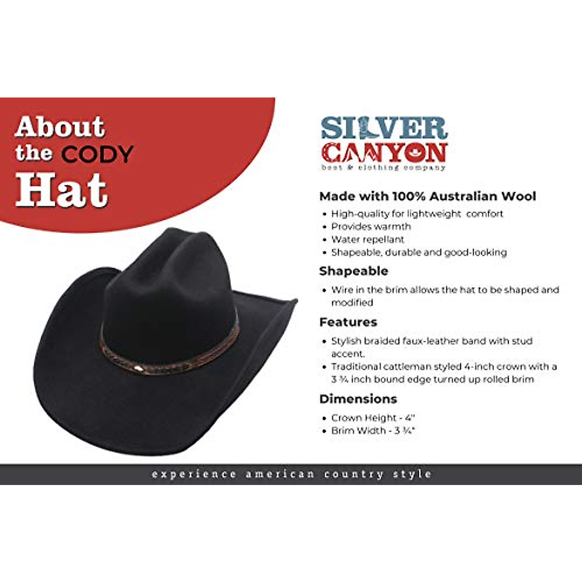 Mens+Wool+Cowboy+Hat+Cody+Brown+Shapeable+Western+Felt+Hats+By+Silver+Canyon