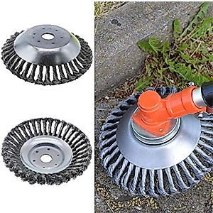 QHALEN 8 Inches Heavy Duty Steal Wire Brush Cutter Trimmer Head with Adapter Kit for String Trimmers, Rust Removal, Lawn Mower