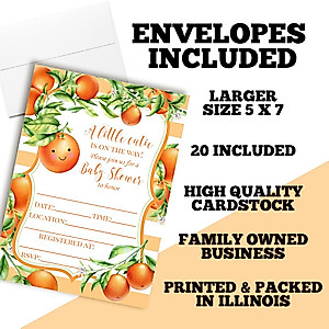 Amanda Creation Little Cutie Baby Shower Invitations, 20 5x7 Fill-In Cards with Twenty White Envelopes