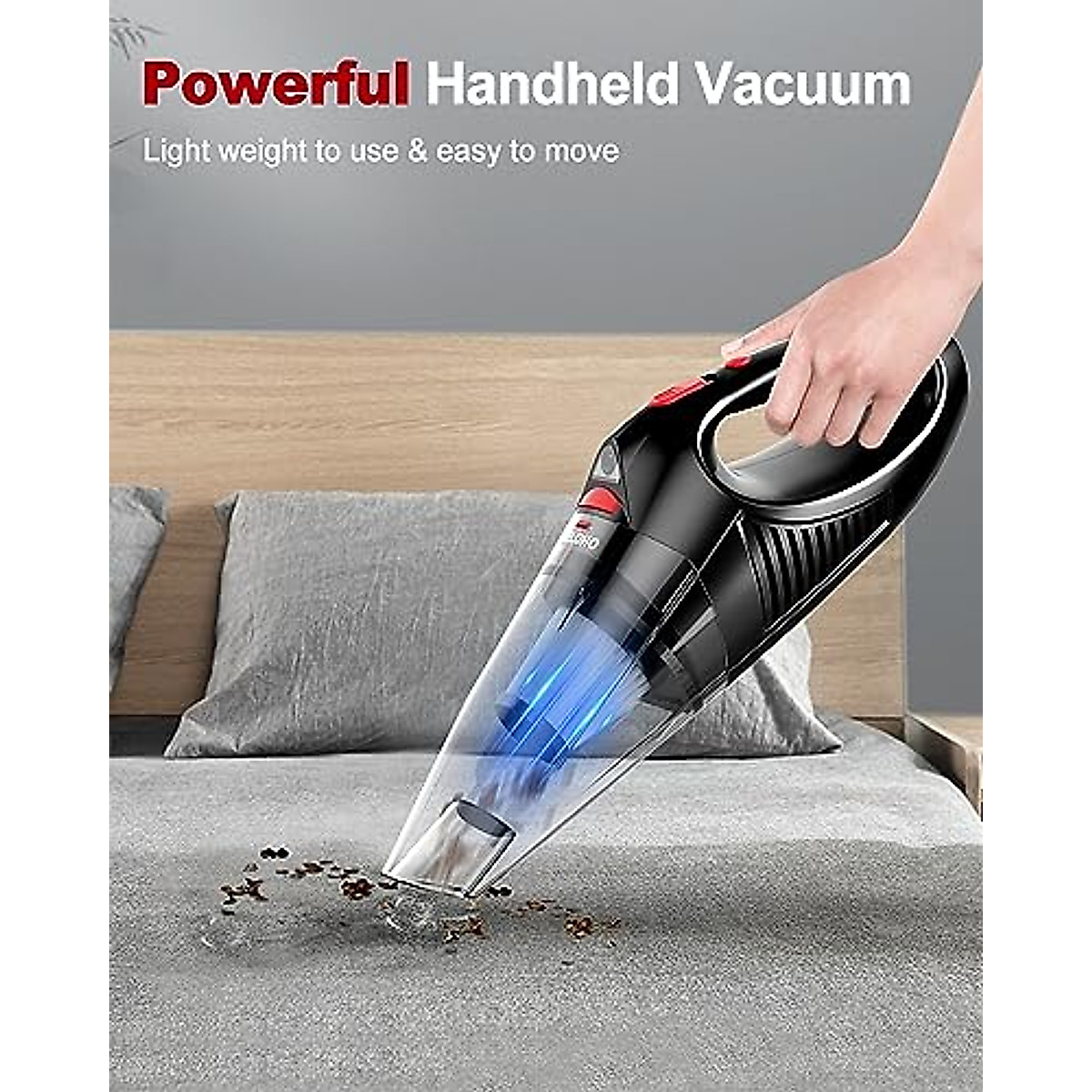 MELOHO Car Vacuum Cleaner High Power, Portable Handheld Vacuum Cordless Rechargeable with Fast Charge Tech, Huge Motor & Large-Capacity Battery, Powerful Wireless Hand Held Vacuum for Pets, Car, Home