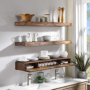 northbeam Distressed Floating Shelf Set with Hidden Storage (3 Pcs)