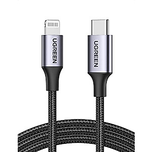 UGREEN USB C to Lightning Cable 6FT - MFi Certification Lightning Cable Compatible with iPhone 14/14 Pro/14 Pro Max, iPhone 13/12/11/X/XR/XS/8 Series, iPad 9, AirPods Pro, and More