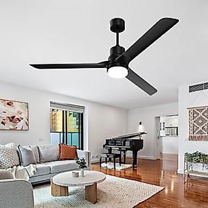 alescu Black Ceiling Fans with Lights,60" Indoor and Outdoor Ceiling Fan with Remote Control, Modern Reversible DC Motor for Patio Bedroom Living Room