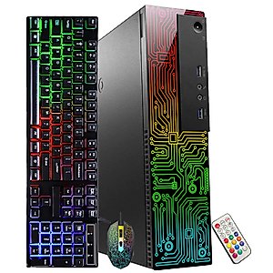 Lenovo ThinkCentre Desktop Computer PC, Intel Core i5, GeForce GT 1030 2GB GDDR5, 16GB DDR4 RAM, 1TB SSD, Wi-Fi, Bluetooth, 27 Inch Monitor, RGB Speakers - Windows 10 Pro (Renewed)